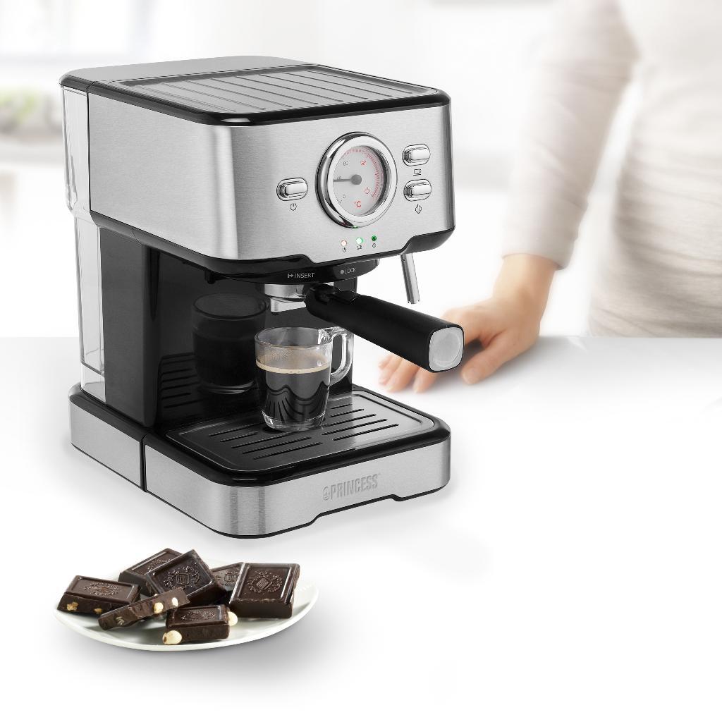 Cafetera Espresso Princess 249412 | 1100W, 20 Bares, 1-2 Tazas
