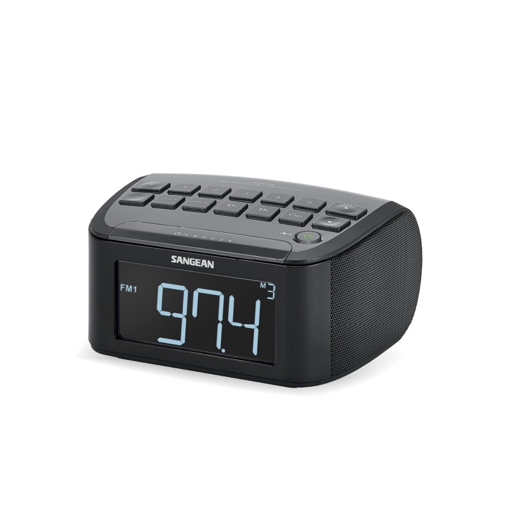 Radio reloj Sangean RCR-24 AM/FM negro - 15 memorias, pantalla LCD ...