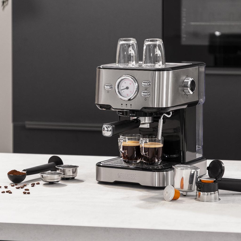 Cafetera Espresso Princess 249412 | 1100W, 20 Bares, 1-2 Tazas