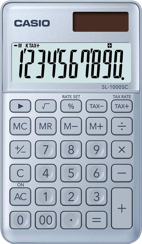 Calculadora Casio SL-1000SC Azul celeste | 10 dígitos, metal