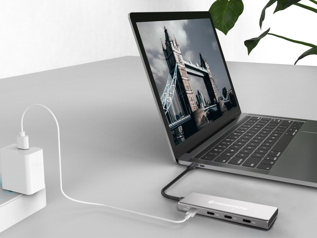 Hub USB Conceptronic Hubbies | 4 puertos USB-C 3.2 Gen 2, 100 W