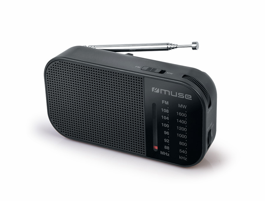 Radio portátil Muse M-025R | Radio FM/AM, Negro, Pilas AAA