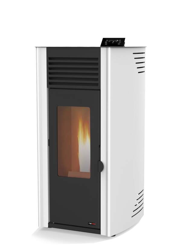 Estufa de Pellet Red Pod First Hydro 13 kW Branca Agua | 129 m2, 19 L